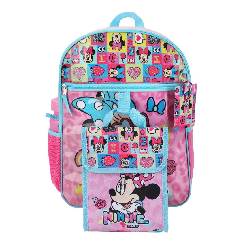 Bioworld | Minnie Mouse XOXO Kids 16" Backpack and Lunch Bag 5 Piece ...