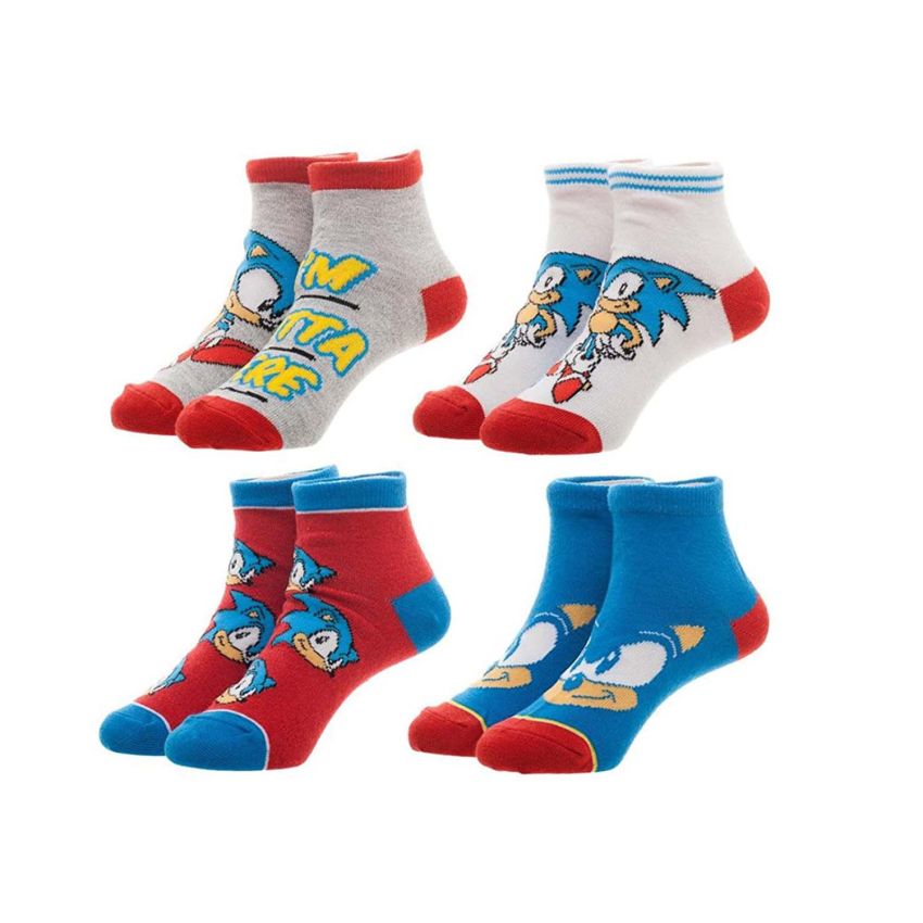 Bioworld | SEGA SONIC - 4 Pack Youth Ankle Socks Bioworld
