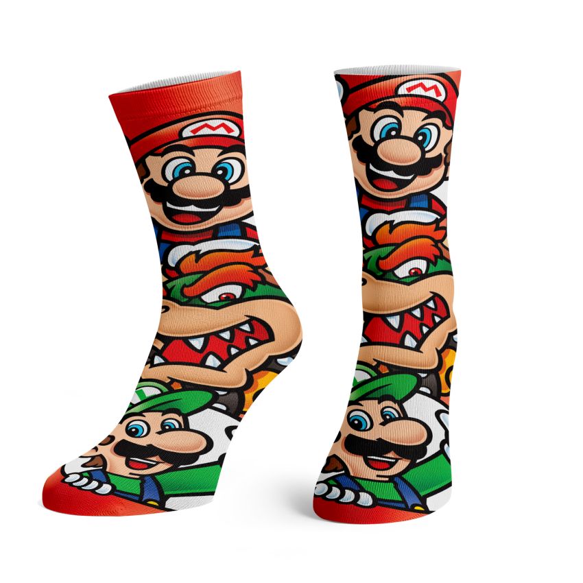 Bioworld | SUPER MARIO - Mario Luigi Stacked Sublimation Socks Bioworld