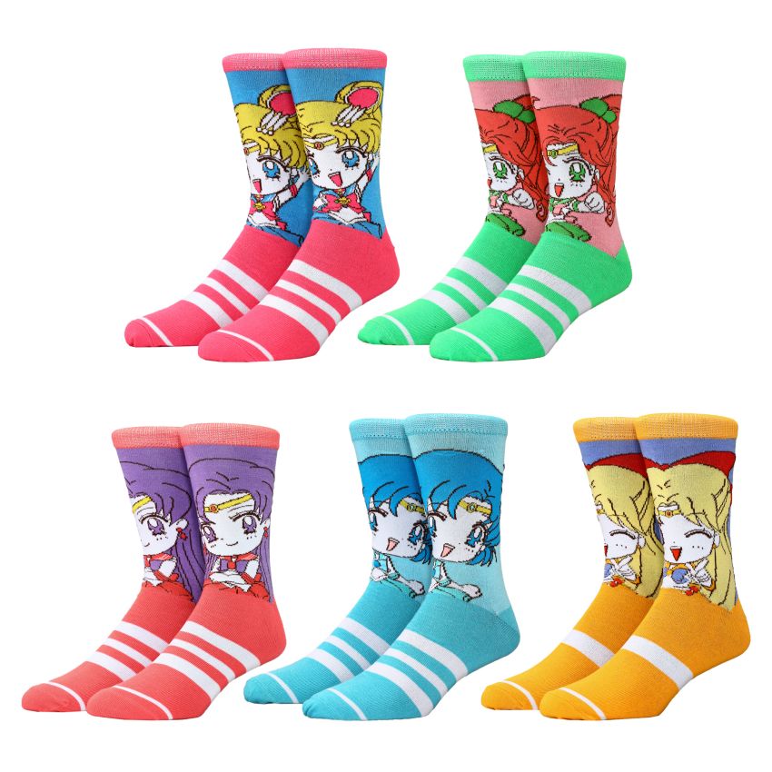 Bioworld | Sailor Moon Chibi Characters 5 Pack Crew Socks Bioworld