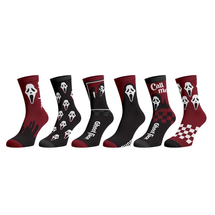 Bioworld | Ghostface Icons 6 Pack Crew Socks Bioworld