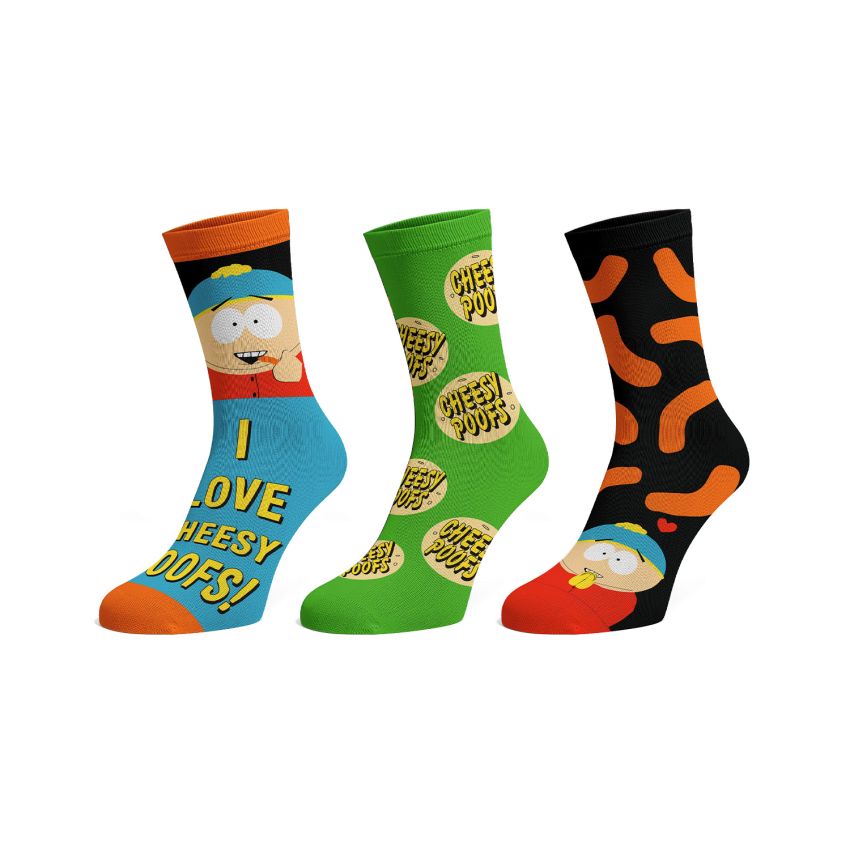 Bioworld | South Park Cartman Cheesy Poofs 3 Pack Crew Socks Bioworld