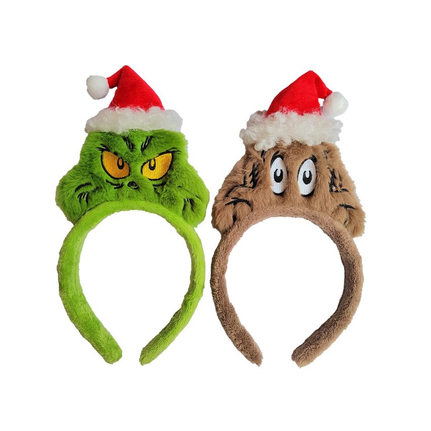 Bioworld | The Grinch Max and the Grinch Santa Cosplay 2 Pack Headbands ...