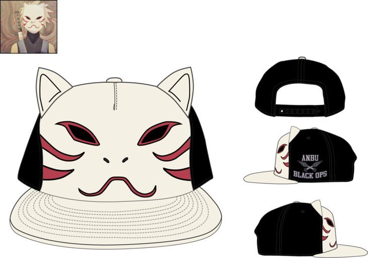 Bioworld | Naruto Big Face Anbu Mask With Ears Snapback Hat Bioworld