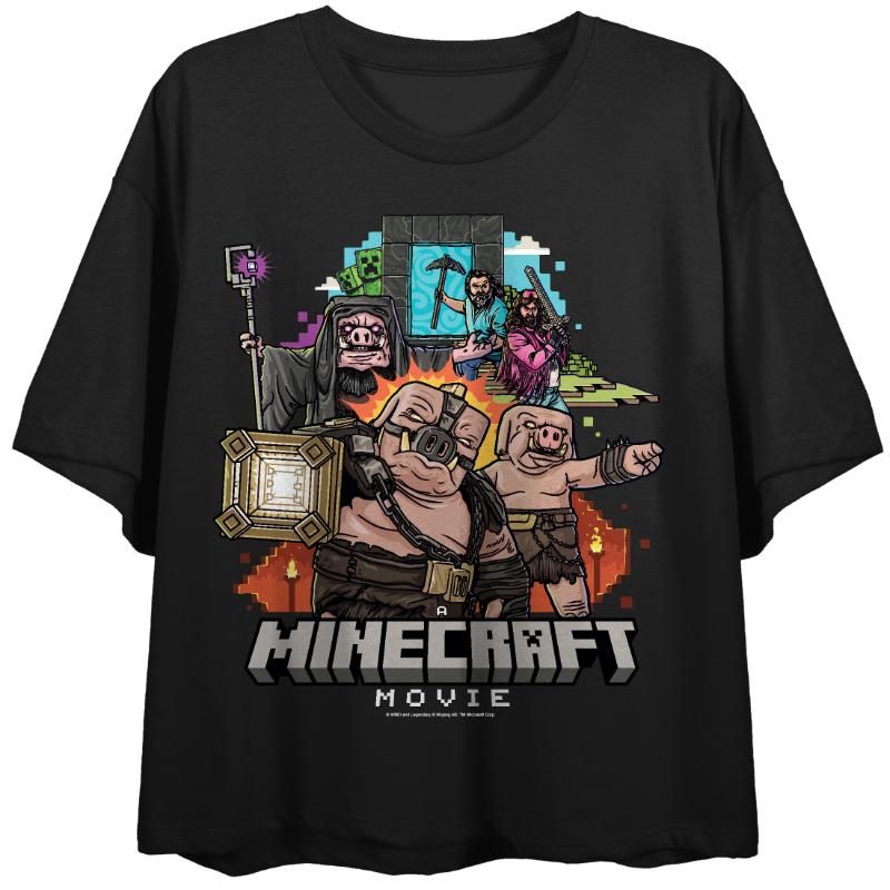 Bioworld | A Minecraft Movie Steve Garret Portal Women's Black Crop Top ...