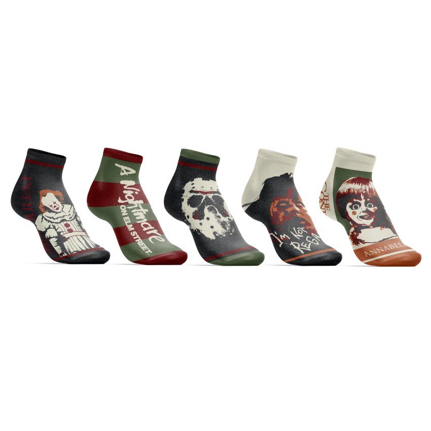 Bioworld | Classic Horror Movies Themed 5 Pack Womens Juniors Ankle ...